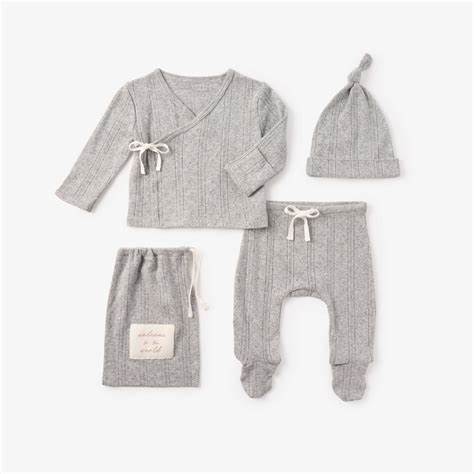 Grey Pointelle Welcome Home Set – Charlotte West Baby